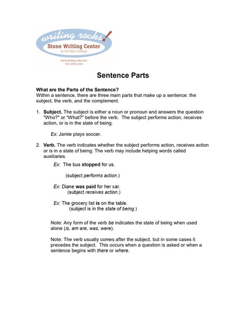 Parts of sentences | PDF