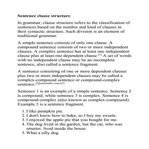 Sentence clause structure | PDF
