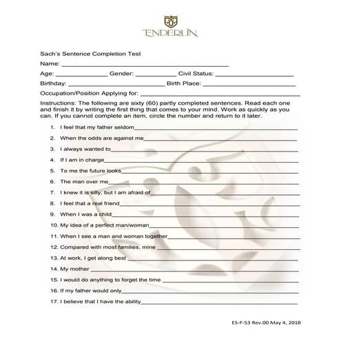 Sentence completion test | PDF