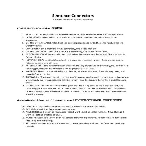 Sentence connectors | PDF