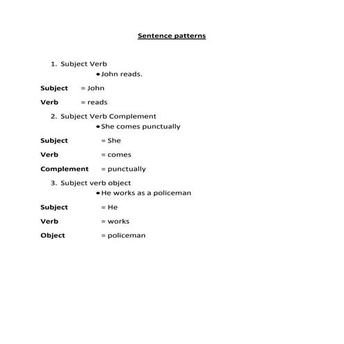 Sentence patterns | DOCX | Soccer | Sports