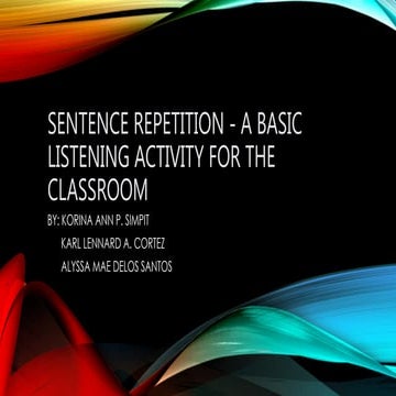 Sentence Repetition PowerPoint for Educators | PPT