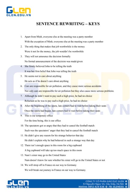 Sentence rewriting | PDF