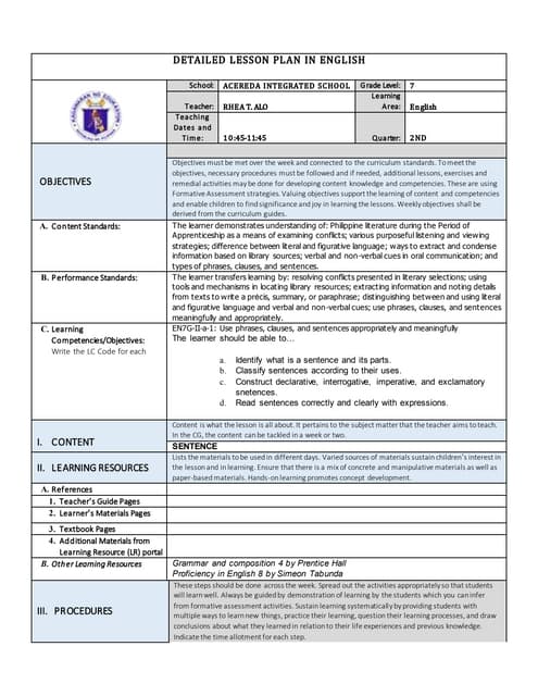 Semi-Detailed Lesson Plan - Gerunds (Junior High School - English 9) | DOCX
