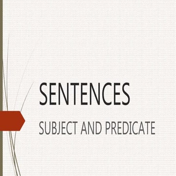 Sentences -subject and predicate | PPTX
