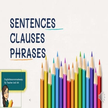 Sentences,Phrases and Clauses by Teacher Jodi AA | PPT