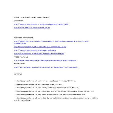 Sentence stress links and examples | DOCX