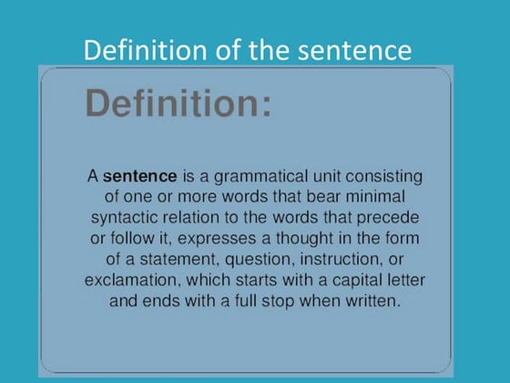 Sentence structure &parts of sentence | PPT