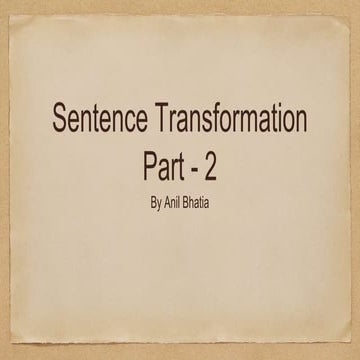 Sentence transformation part 2 | PPTX