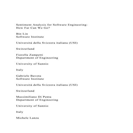 Sentiment Analysis For Software Engineeringhow Far Can We Gdocx 