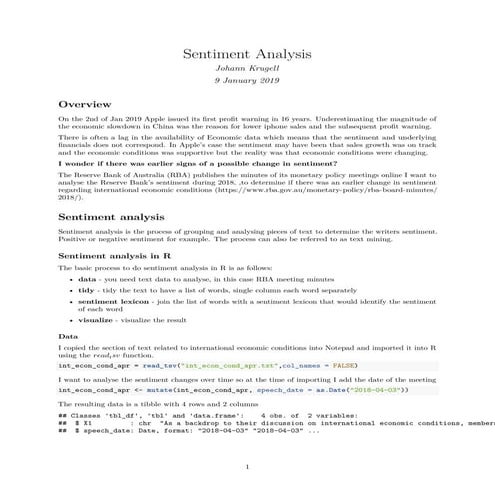 Sentiment Analysis - Reserve Bank Monetary Policy Meetings | PDF