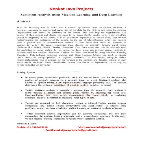 Sentiment analysis using machine learning | DOCX