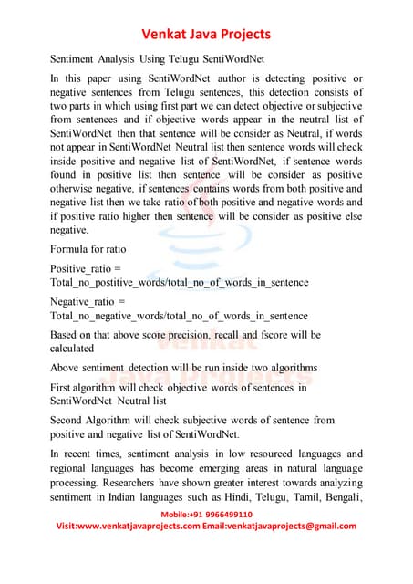 Sentiment analysis using telugu senti wordnet | PDF Sentiment analysis using telugu senti wordnet | PDF