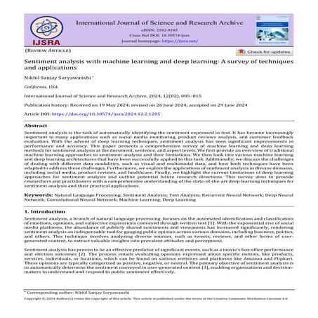 Sentiment analysis with machine learning and deep learning A survey of techniques and ...