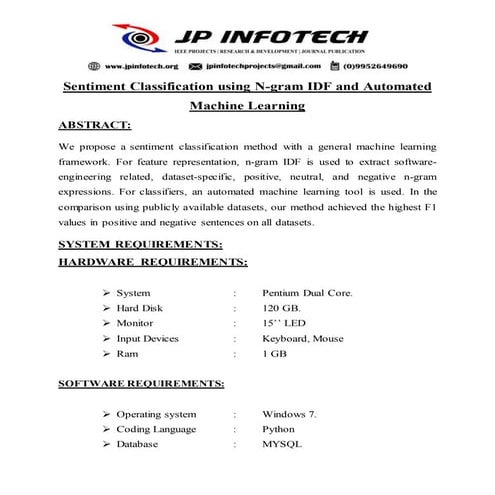 Sentiment Classification Using N Gram Idf And Automated Machine Learning Pdf