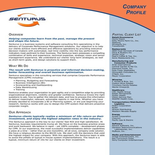 Senturus Company Profile | PDF