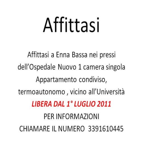 Affittasi enna bassa | PDF | Real Estate Renting and Leasing | Real Estate