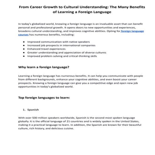 From Career Growth to Cultural Understanding: The Many Benefits of ...