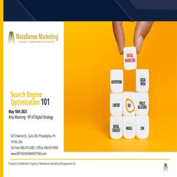 SEO 101 Deck Presentation (BY MetaSense Marketing) | PPTX