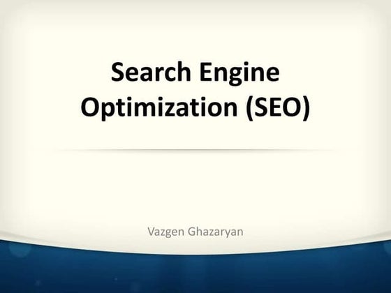 Search Engine Optimization Tutorial | PPT