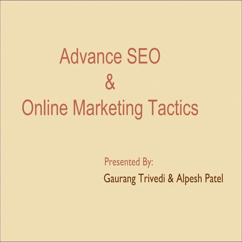 Advance SEO Training - Professional SEO Techniques | PPT