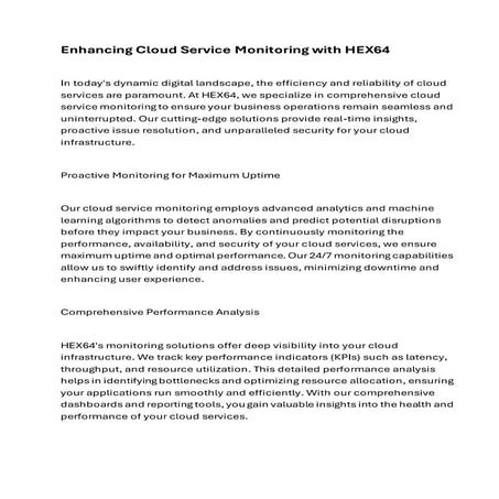 Enhancing Cloud Service Monitoring with HEX64 | PDF | Cloud Computing | Internet