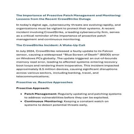 The Importance of Proactive Patch Management and Monitoring: Lessons ...
