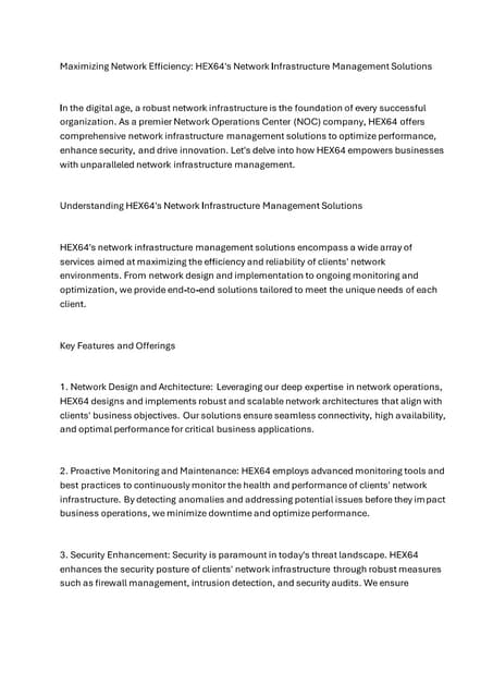 Maximizing Network Efficiency: HEX64's Network Infrastructure ... Maximizing Network Efficiency: HEX64's Network Infrastructure ...