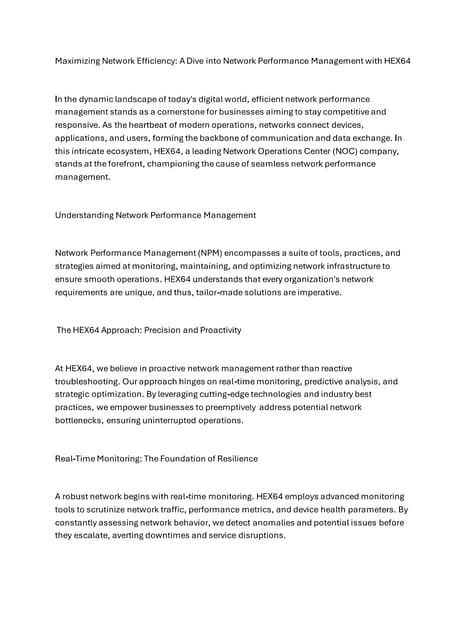 Maximizing Network Efficiency: A Dive into Network Performance ... Maximizing Network Efficiency: A Dive into Network Performance ...