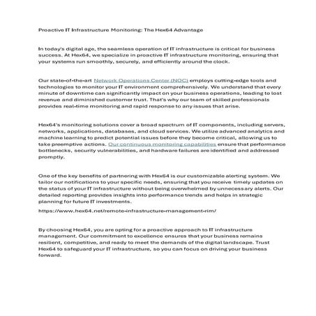 Proactive It Infrastructure Monitoring The Hex64 Advantage Pdf