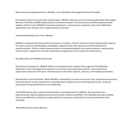 Revolutionizing Operations: HEX64, Your DevOps Managed Service Provider ...