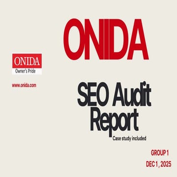 Onida Detailed SEO Audit & Case study Report | PDF