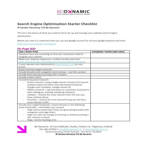 Seo checklist starter kit | PDF