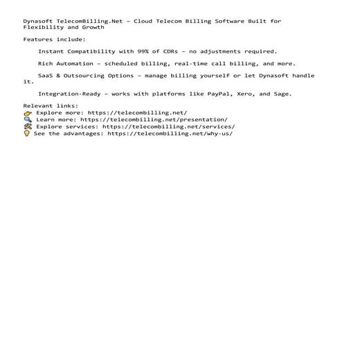 CDR Telecom Billing Software in the Cloud | PDF