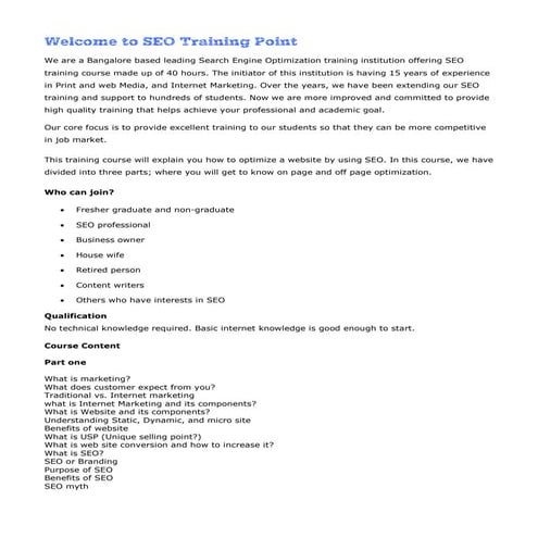 Seo course brochure | PDF