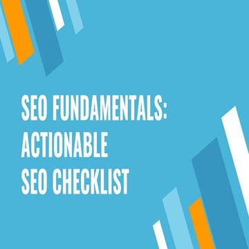SEO Fundamentals: Actionable Checklist by Rome Nicolas | PPT