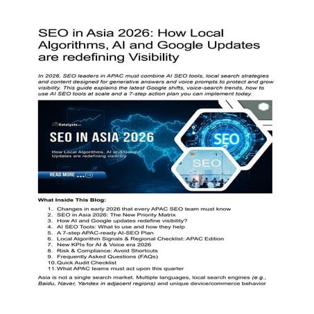 SEO in Asia 2026 AI SEO, Local Algorithms & Google Updates Redefining ...