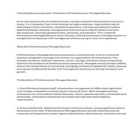 Unlocking Business Success: The Power of IT Infrastructure Managed ...