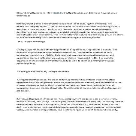 Streamlining Operations How Devops Solutions And Services Revolutionize Businesses Pdf