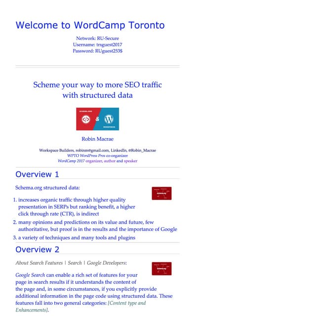 SEO Structured Data Robin Macrae WordCamp Toronto 2017-10-01 | PDF ...