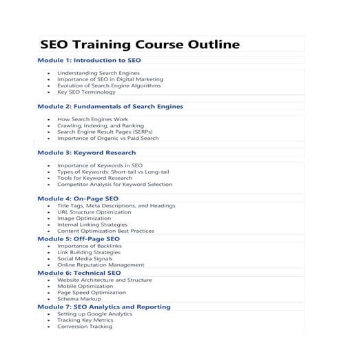 SEO Training Course on Wecommerce.pk web | PDF