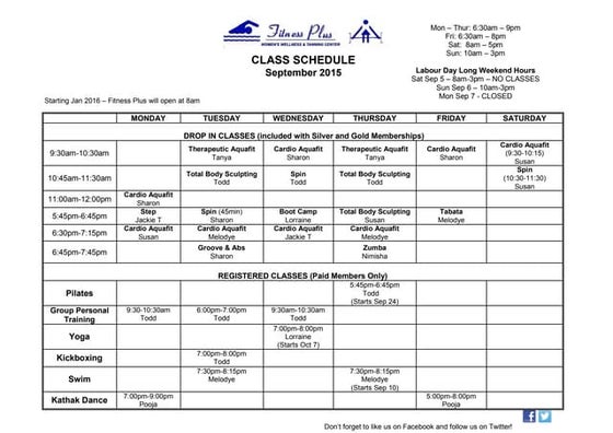 Class schedule-Ladies Only Gym, Tanning, Weight Loss | PPT