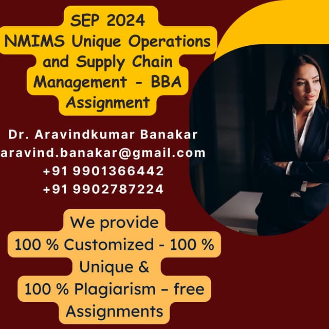 SEP 2024 NMIMS Unique Operations and Supply Chain Management – BBA ...