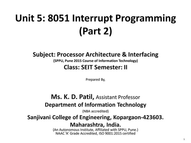 Unit 5interrupt Programming In 8051 Micro Controller Part 2 Ppt 3028