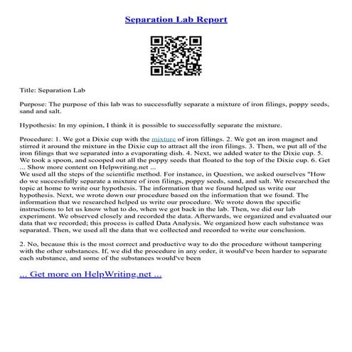 Separation Lab Report | PDF