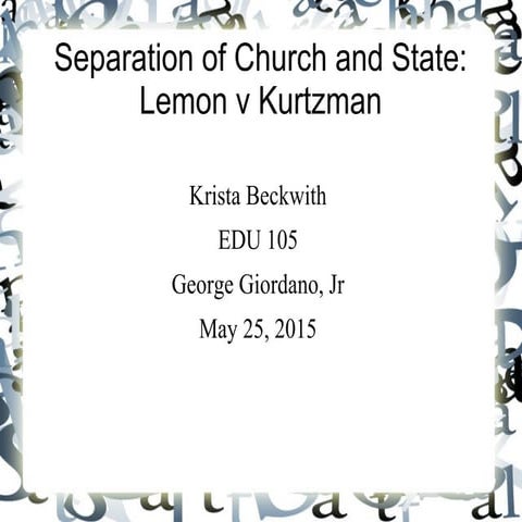 Separation of church and state | PPT