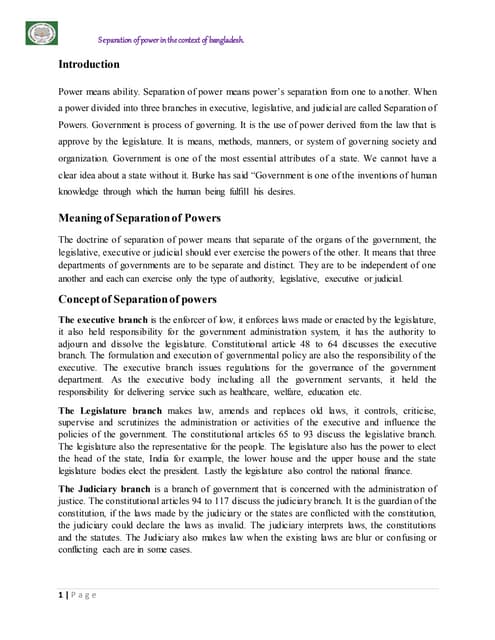 Separation of powers | PPTX