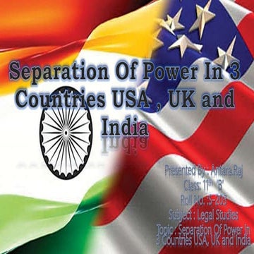 Separation of power in 3 countries USA, UK and India class 11th | PPTX