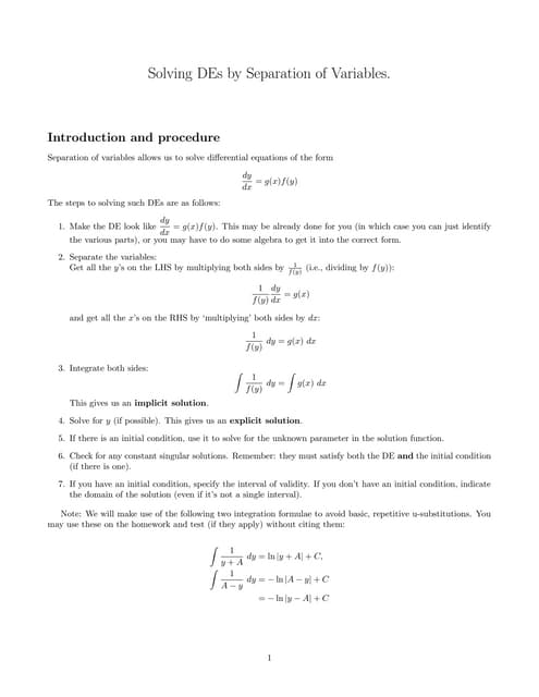 1st order differential equations | PPT