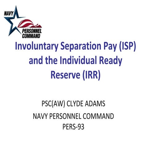 Separation pay or isp and navy reserve by psc adams | PDF
